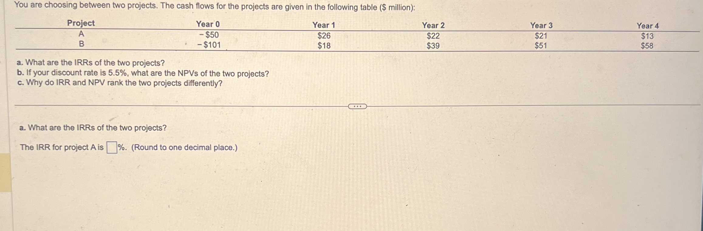 Solved You are choosing between two projects. The cash flows | Chegg.com