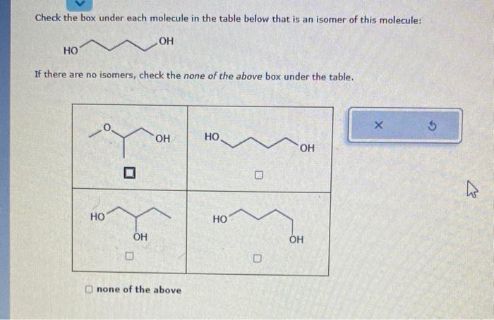 Solved Check the box under each molecule in the table below | Chegg.com