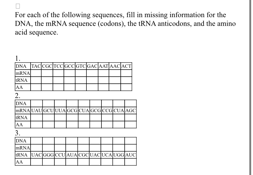 Solved For each of the following sequences, fill in missing | Chegg.com