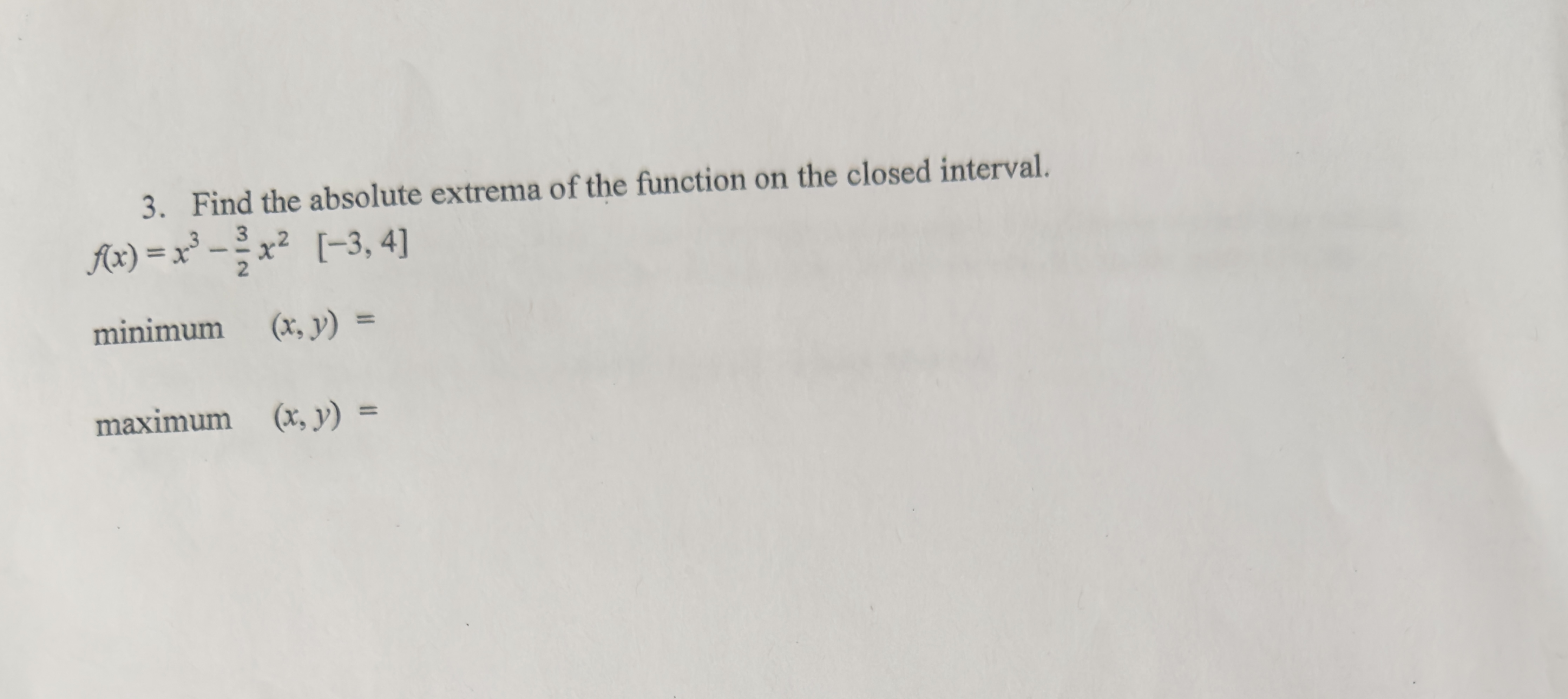 Solved Find the absolute extrema of the function on the | Chegg.com