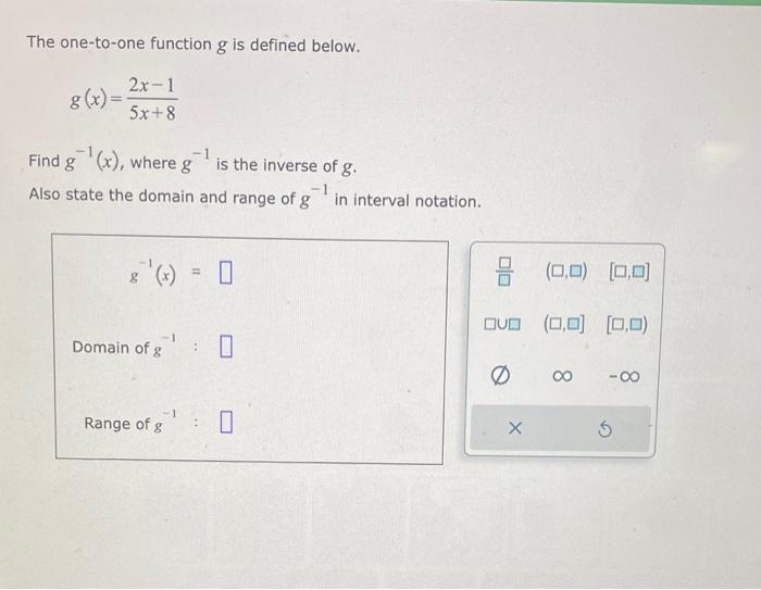 Solved The one-to-one function g is defined below. | Chegg.com