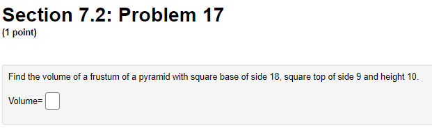 Solved Find the volume of a frustum of a pyramid with square | Chegg.com
