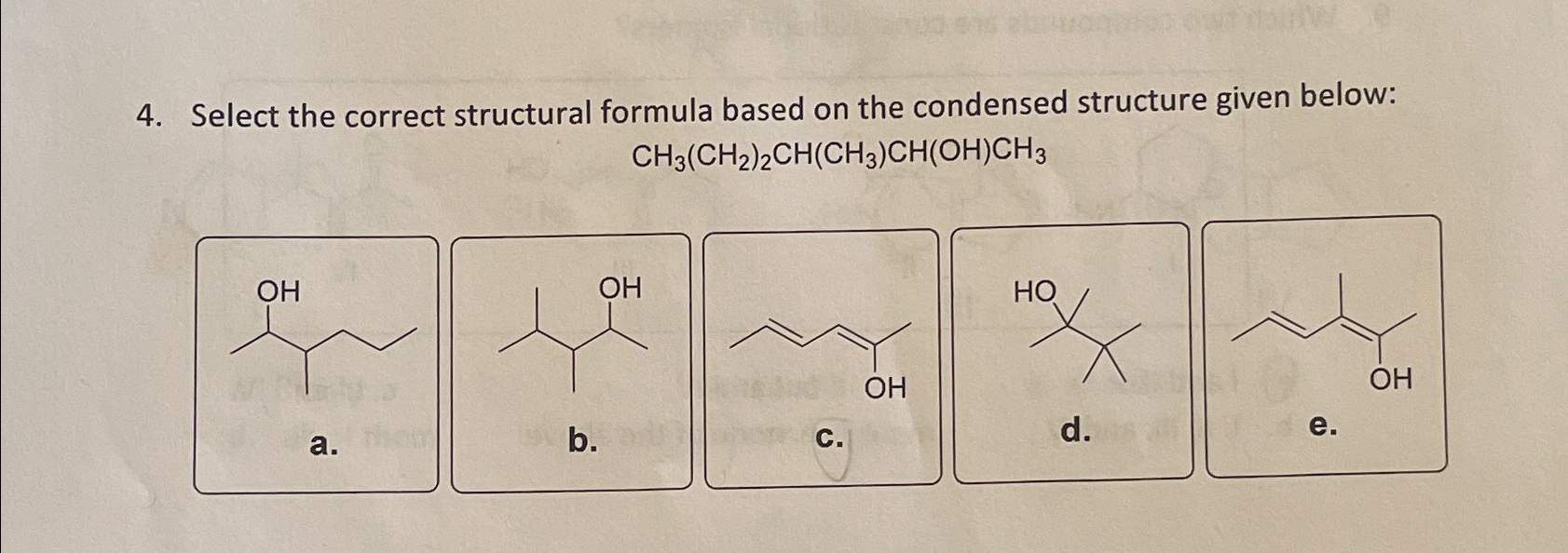 Solved Select the correct structural formula based on the | Chegg.com