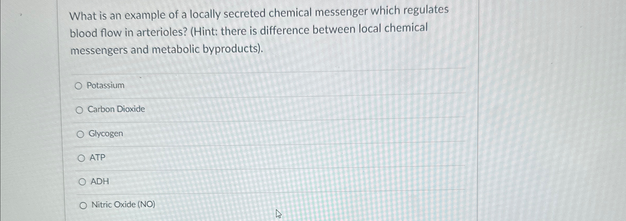 Solved What is an example of a locally secreted chemical | Chegg.com