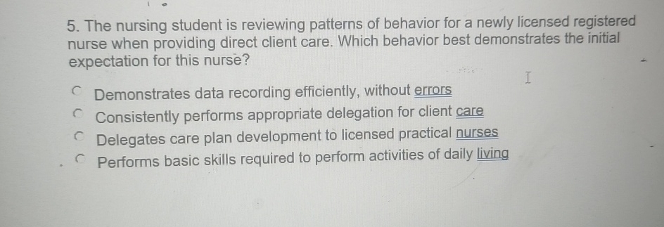 Solved The nursing student is reviewing patterns of behavior | Chegg.com