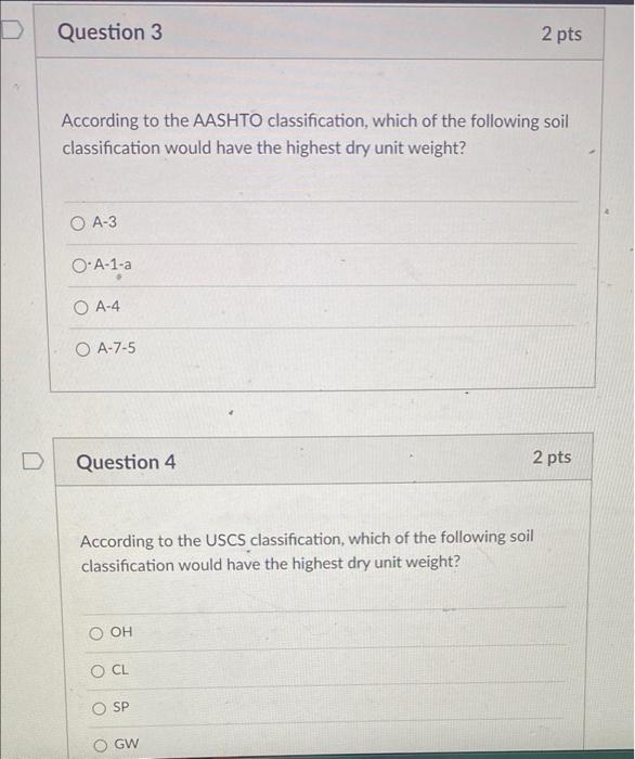 Solved D Question 3 2 pts According to the AASHTO | Chegg.com