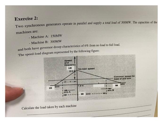 Solved Exercise 2: Two synchronous generators operate in | Chegg.com