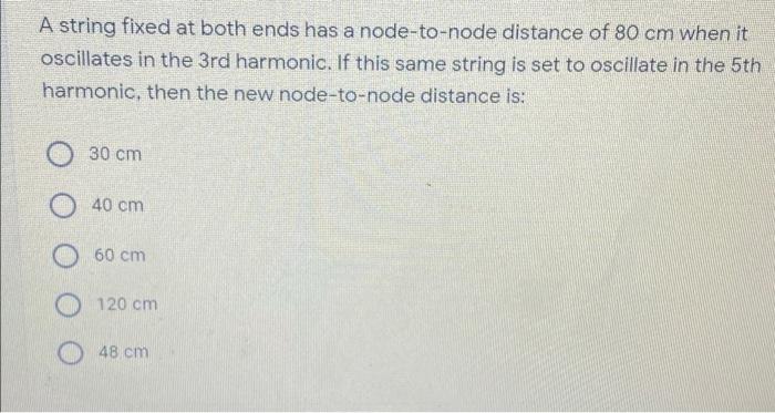 Solved A string fixed at both ends has a node-to-node | Chegg.com