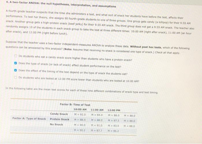 Solved 4. A two-factor ANOVA: the null hypotheses, | Chegg.com