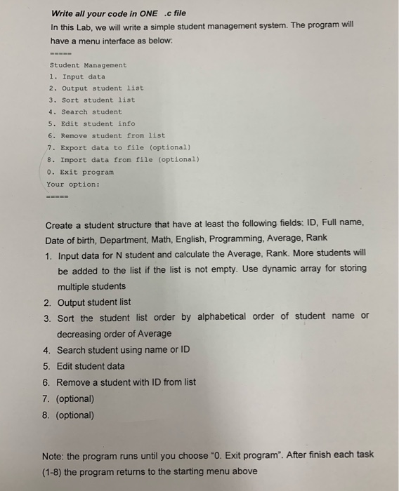 Solved please help me in C Programming (not in C++), use | Chegg.com
