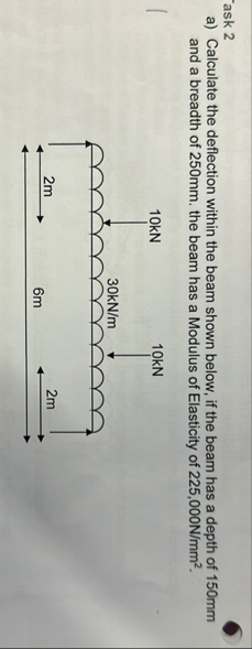 Solved ask 2a) ﻿Calculate the deflection within the beam | Chegg.com