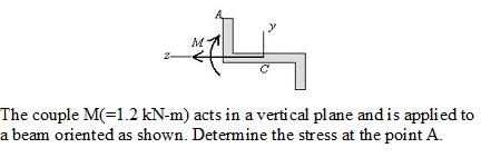 Solved The couple M(=1.2 kN-m) acts in a vertical plane and | Chegg.com