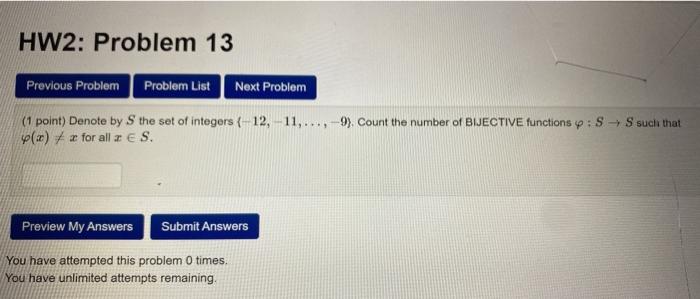 Solved HW2: Problem 13 Previous Problem Problem List Next | Chegg.com Solved HW2: Problem 13 Previous Problem Problem List Next | Chegg.com