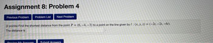 Solved Assignment 8 Problem 1 Previous Problem Problem List 2696