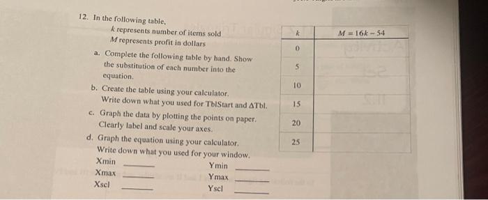 12. In the following table, k represents number of | Chegg.com