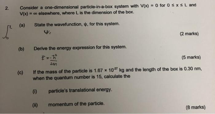 Solved 2. Consider a one-dimensional particle-in-a-box | Chegg.com