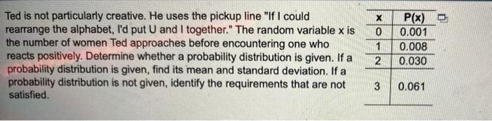 Solved Ted is not particularly creative. He uses the pickup | Chegg.com