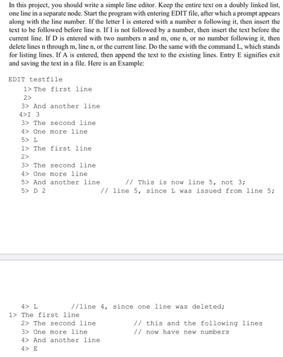 Solved In this project, you should write a simple line | Chegg.com