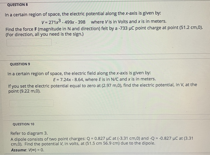 Solved QUESTION 8 In a certain region of space, the electric | Chegg.com