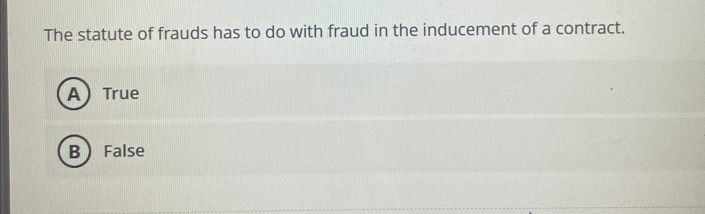 Solved The statute of frauds has to do with fraud in the | Chegg.com