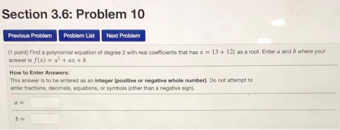 Solved Section 3.6: Problem 10 Previous Problem Problem List | Chegg.com