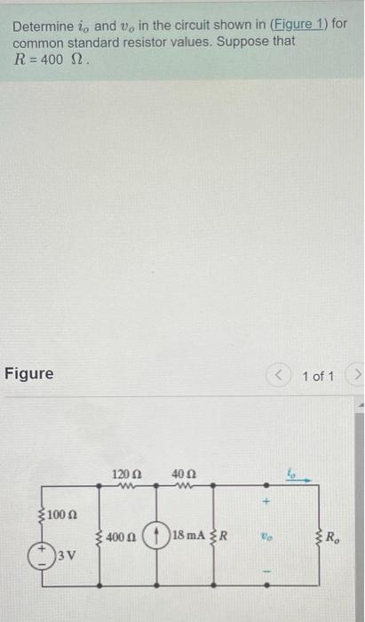Solved Determine io and vo in the circuit shown in (Figure | Chegg.com