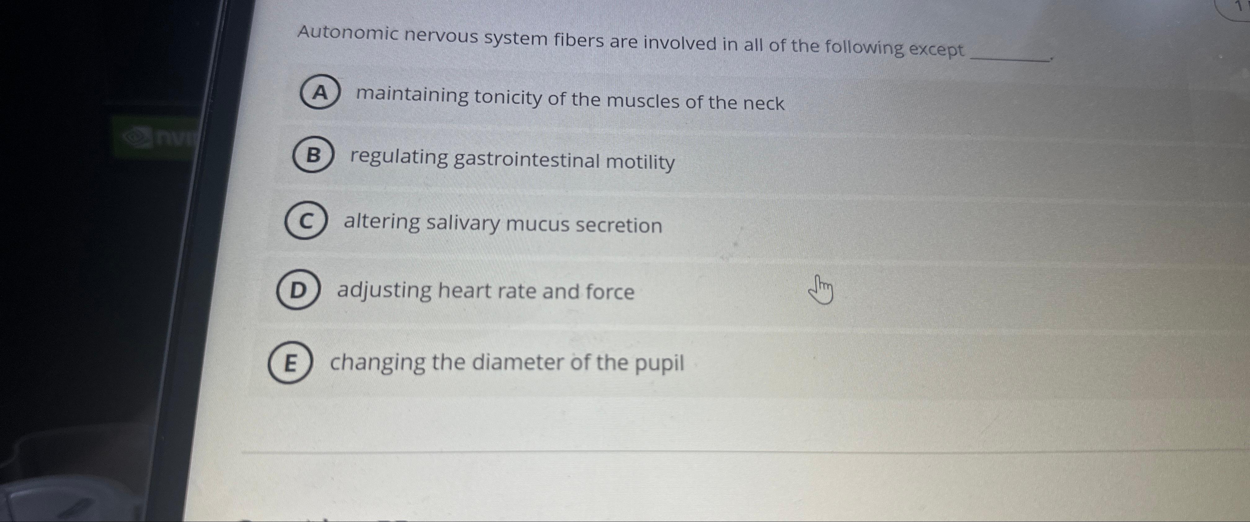 Solved Autonomic nervous system fibers are involved in all | Chegg.com
