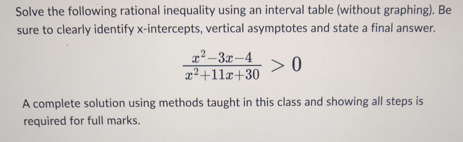 Solved Solve the following rational inequality using an | Chegg.com