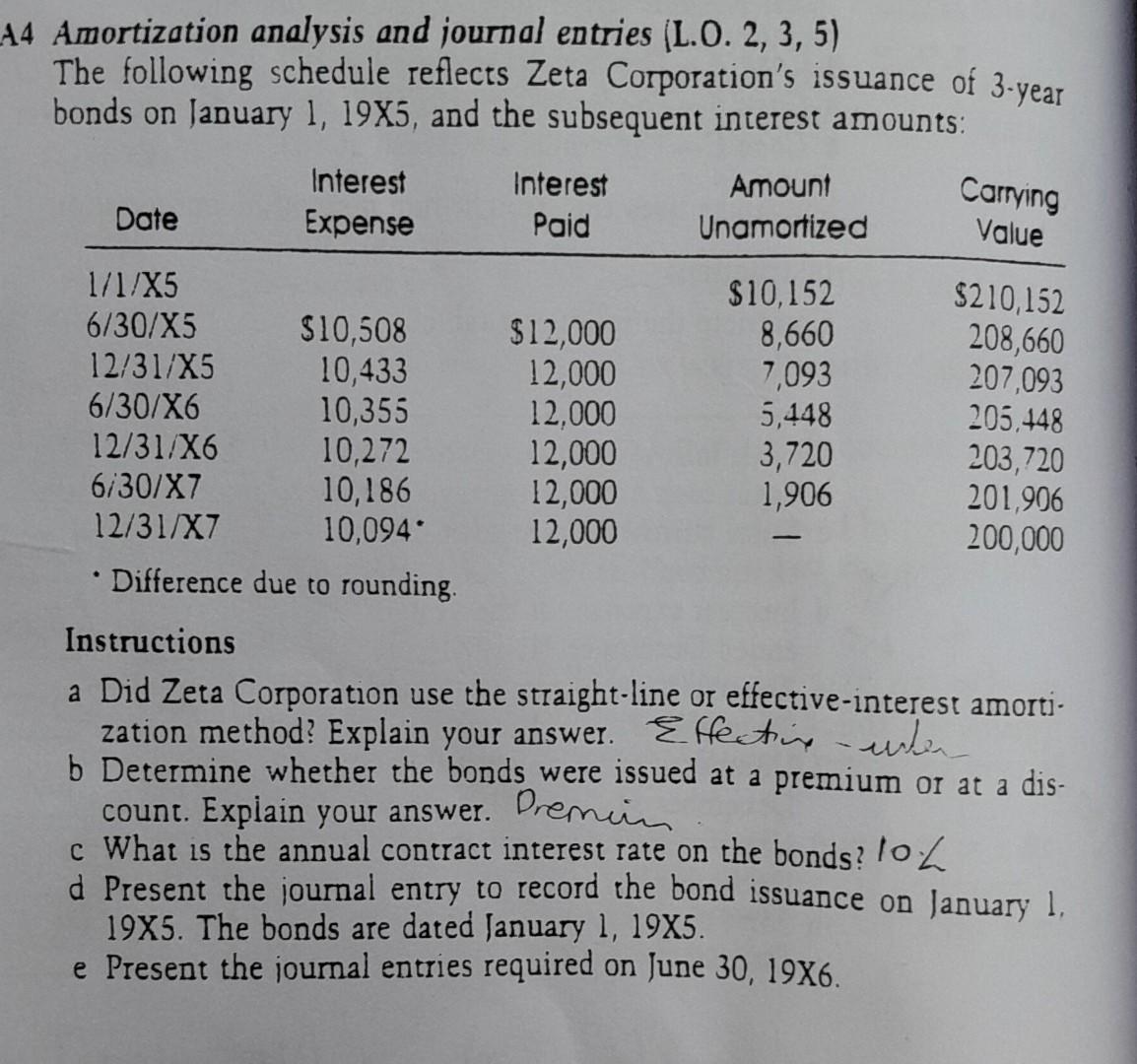 Solved 4 Amortization analysis and journal entries (L.O. 2, | Chegg.com