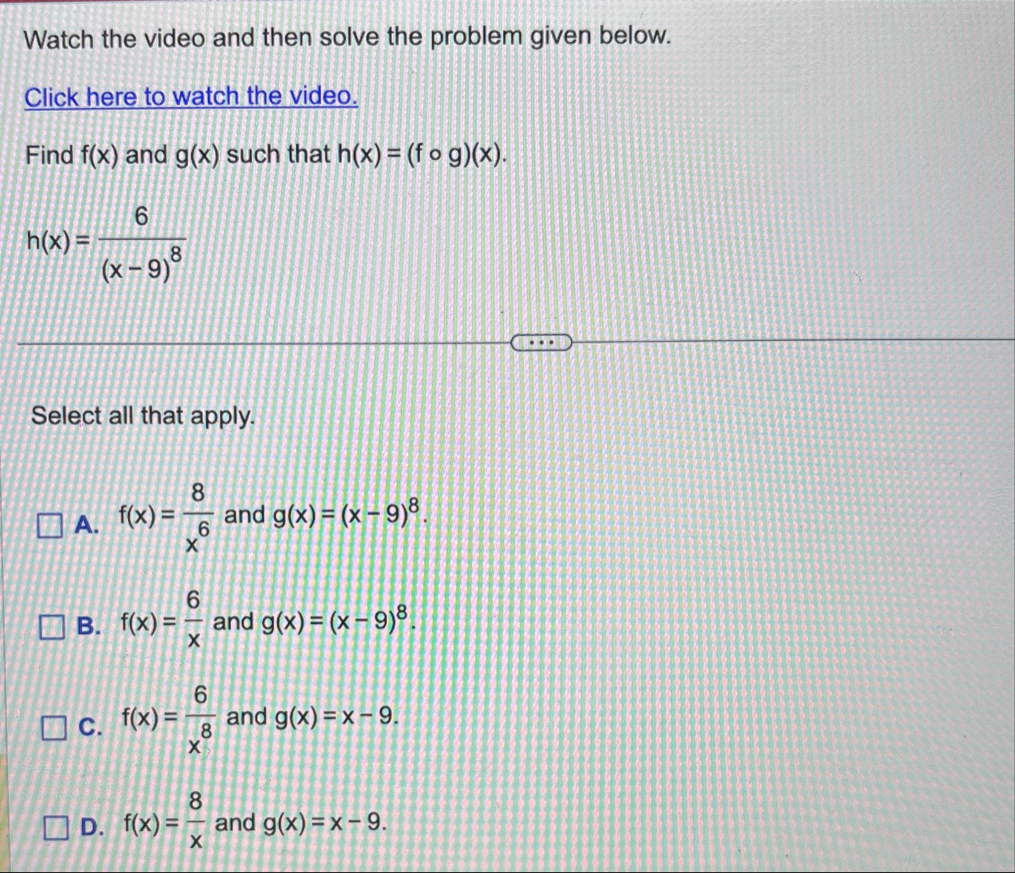 Solved Watch the video and then solve the problem given | Chegg.com