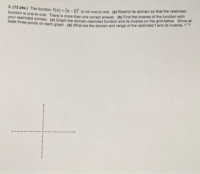 Solved 3 12 Pts The Function F X X−2 2 Is Not
