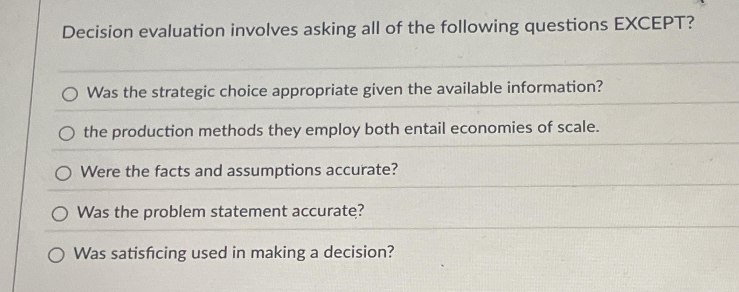 Solved Decision evaluation involves asking all of the | Chegg.com