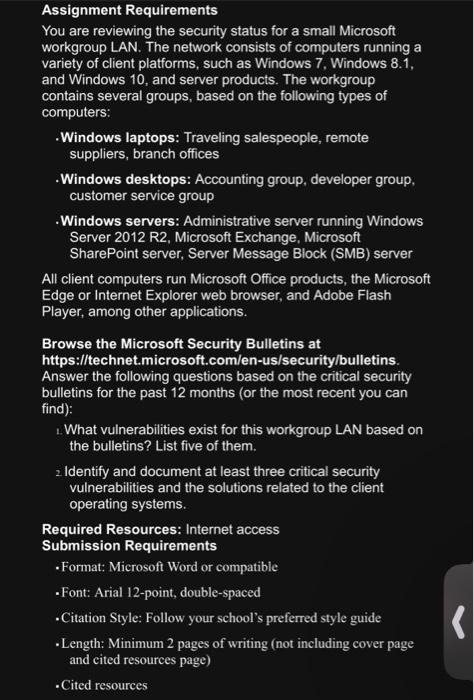 Solved Assignment Requirements You are reviewing the | Chegg.com