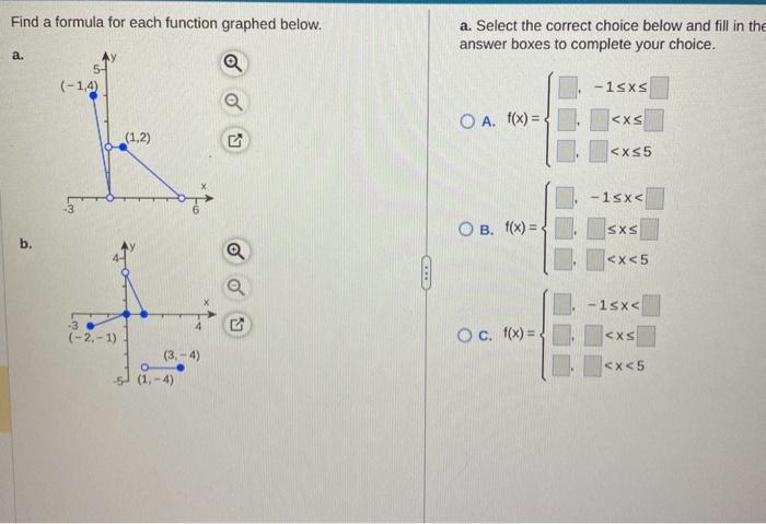 Solved Find a formula for each function graphed below. a. b. | Chegg.com
