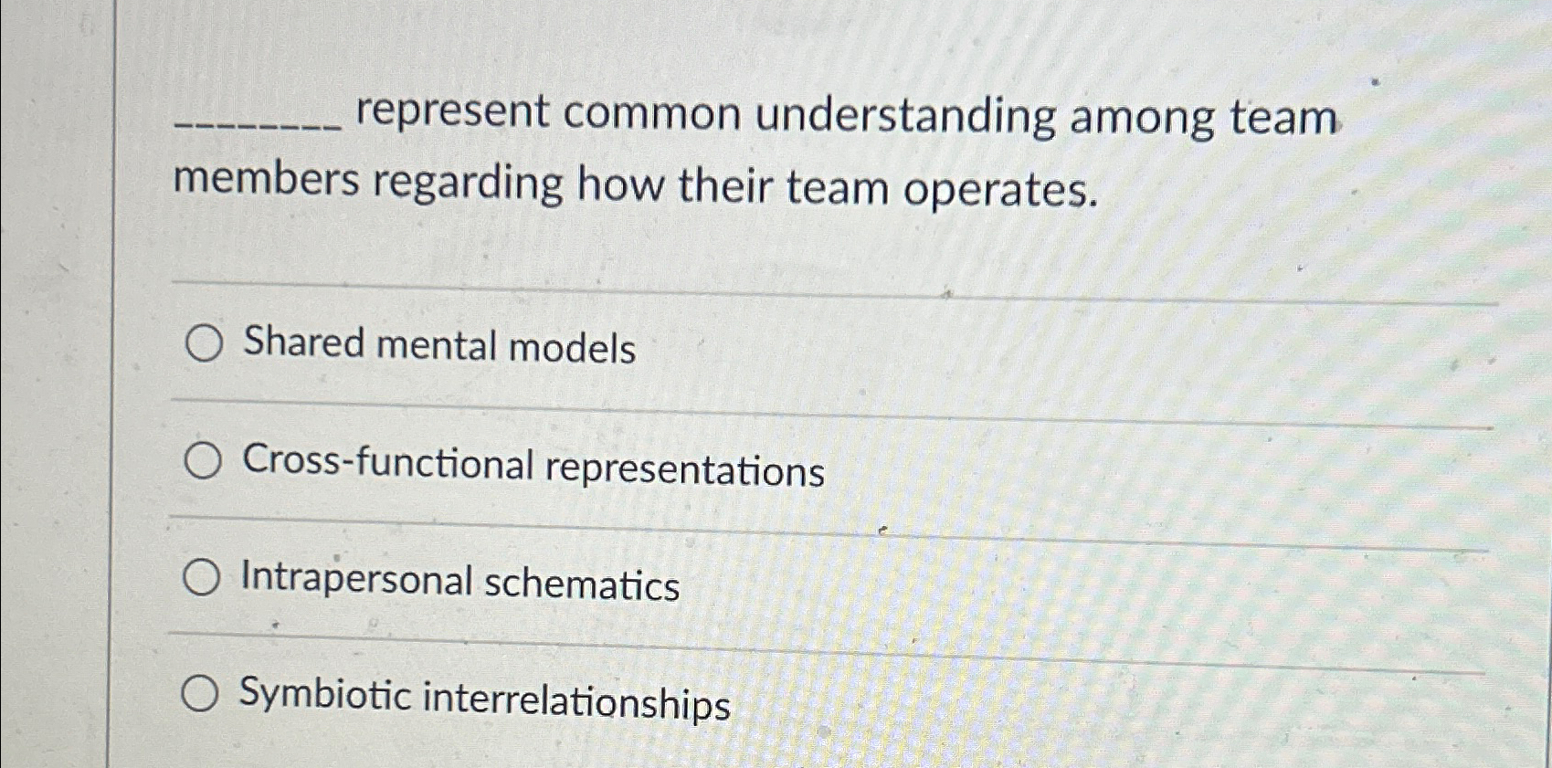Solved represent common understanding among team members | Chegg.com