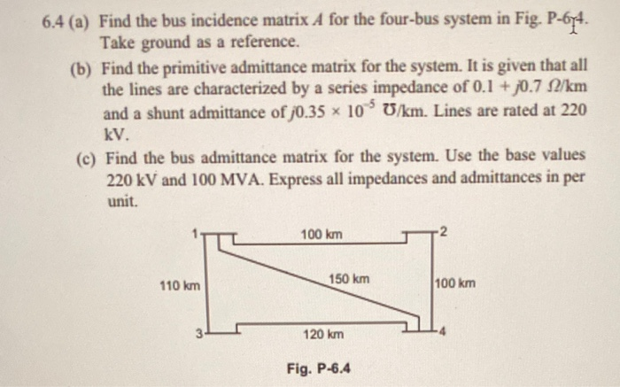 Solved 6.4 (a) Find the bus incidence matrix A for the | Chegg.com