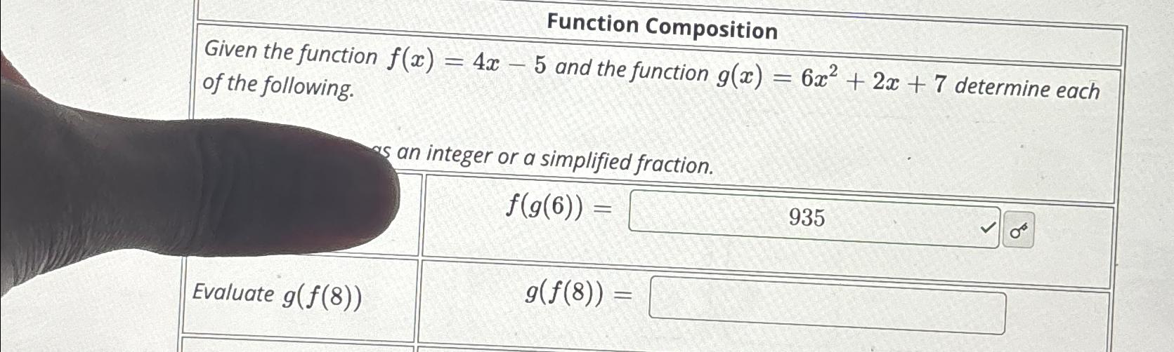 Solved Function Compositiongiven The Function F X 4x 5 ﻿and