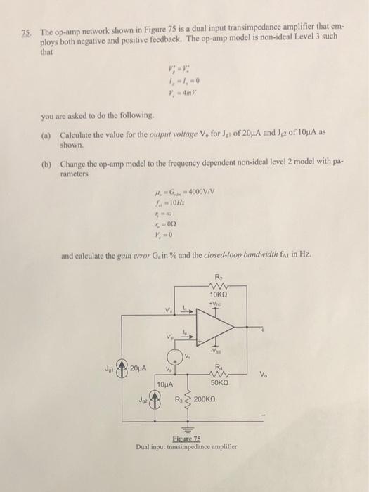 Solved 75. The op-ump network shown in Figure 75 is a dual | Chegg.com