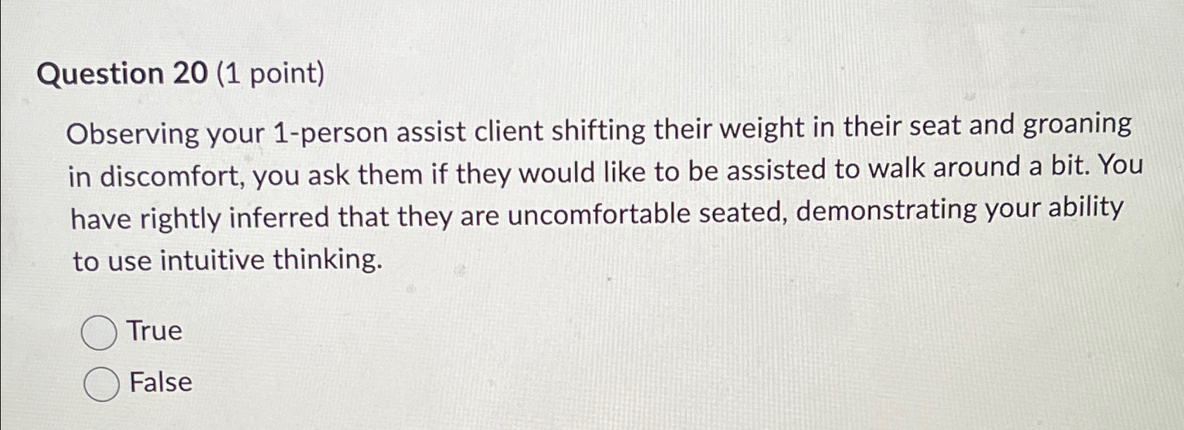 Solved Question 20 (1 point)Observing your 1-person assist | Chegg.com Solved Question 20 (1 point)Observing your 1-person assist | Chegg.com