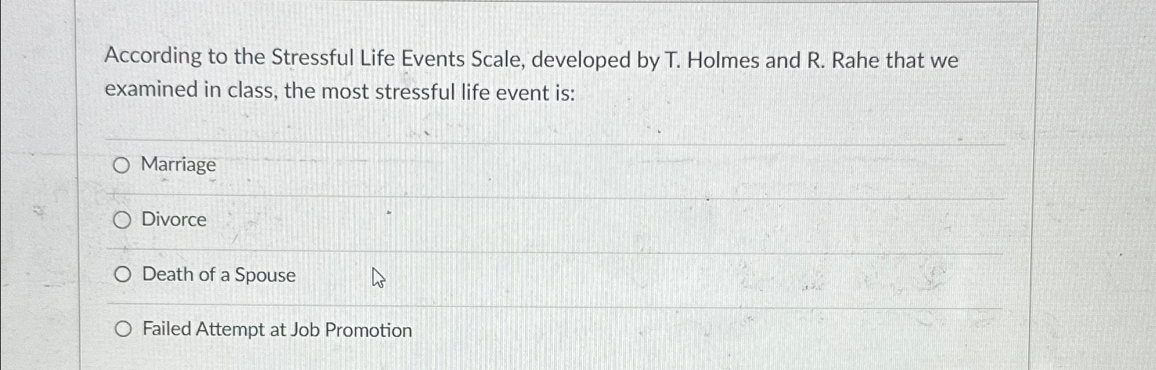 Solved According to the Stressful Life Events Scale, | Chegg.com