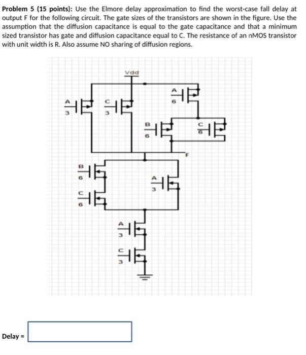 Solved Problem 5 ( 15 points): Use the Elmore delay | Chegg.com