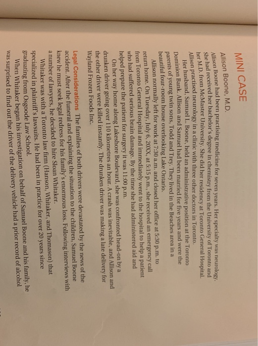 MINI CASE Allison Boone, M.D. Allison Boone had been | Chegg.com