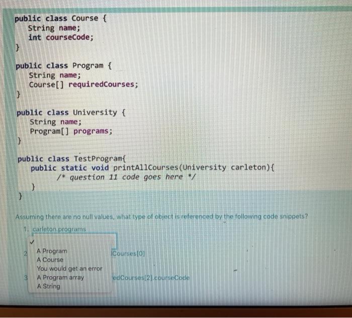 Solved Public Class Course { String Name Int Coursecode }