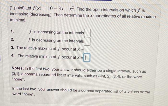 Solved (1 point) For the function f(x)=3x3−9x+8, find all | Chegg.com