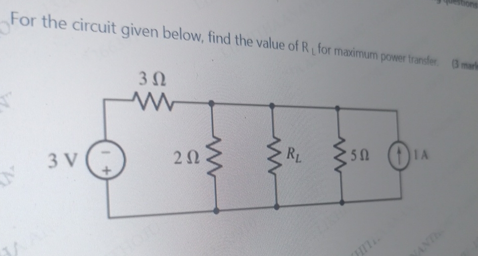 Solved For the circuit given below, find the value of RL | Chegg.com
