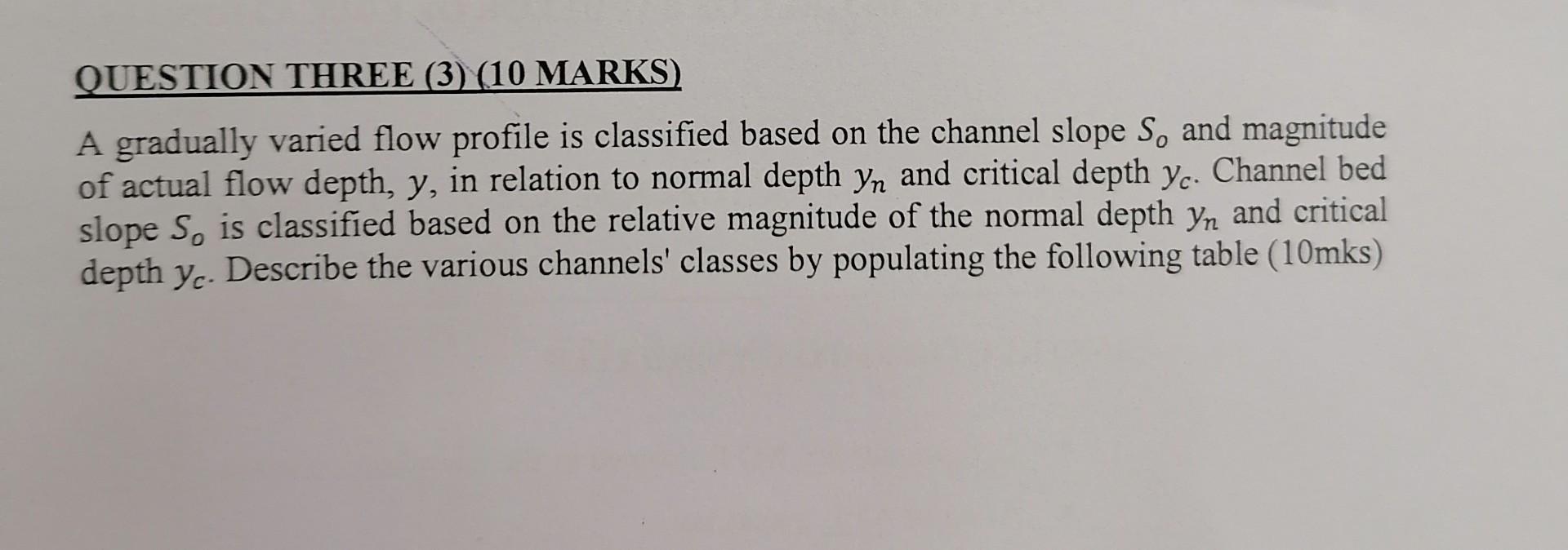 Solved A gradually varied flow profile is classified based | Chegg.com