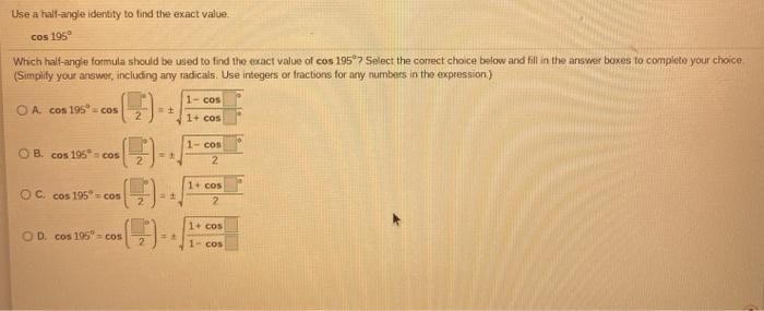 Solved Use a hall-angle identity to find the exact value. | Chegg.com