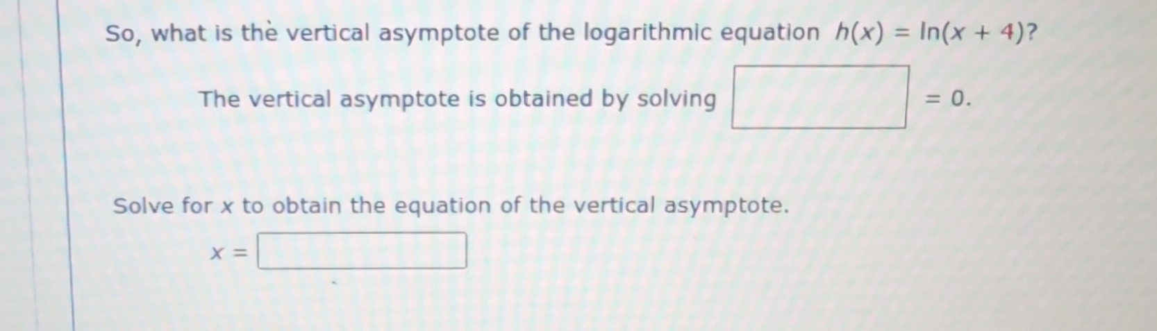 Solved So, ﻿what is the vertical asymptote of the | Chegg.com