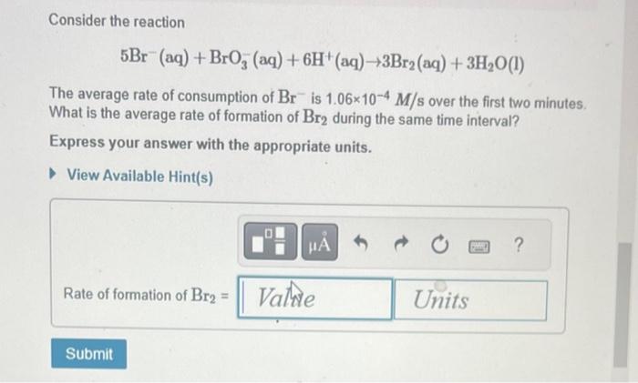 Solved Consider the reaction | Chegg.com