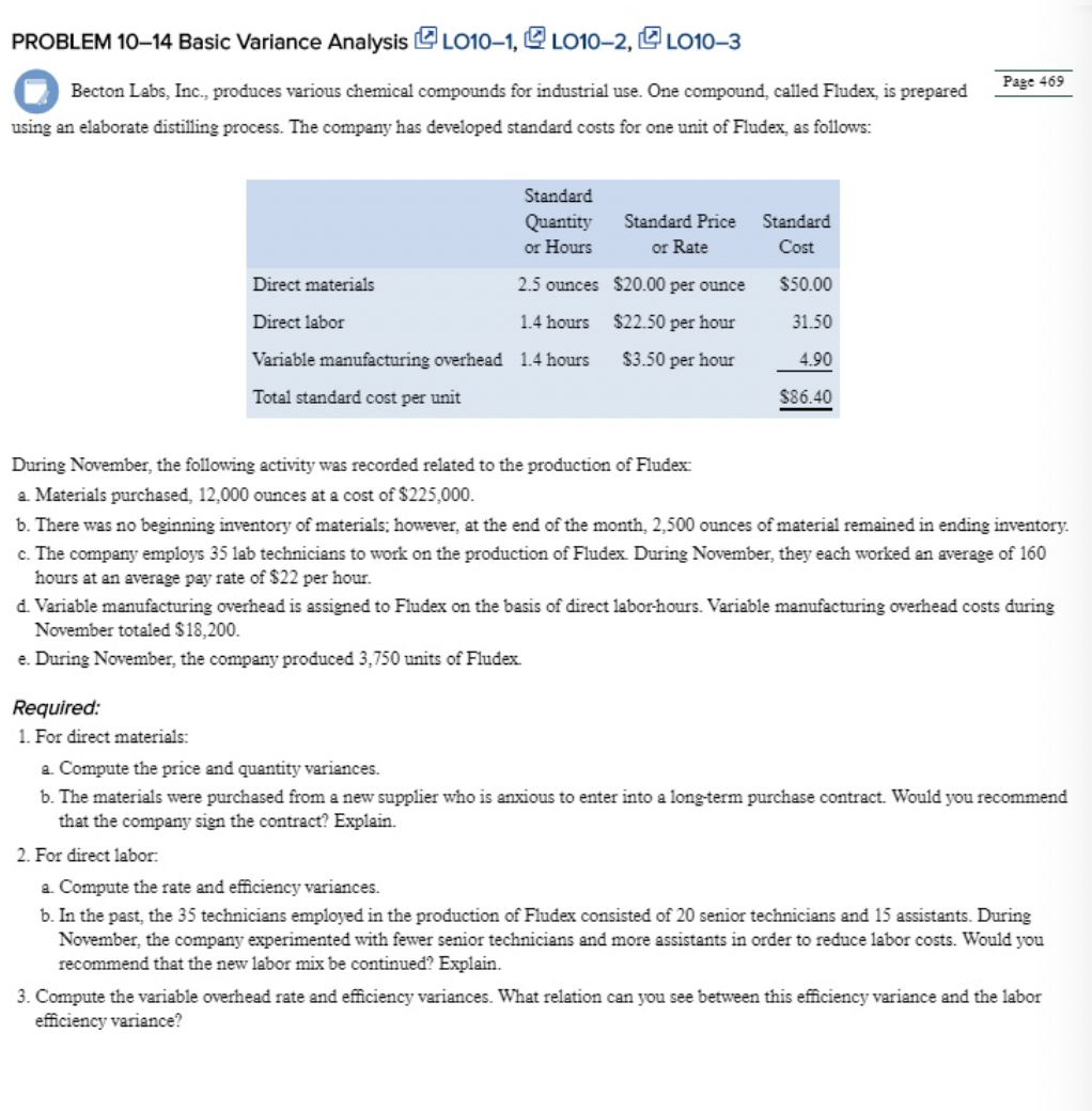 Solved PROBLEM 10-14 ﻿Basic Variance Analysis [Becton Labs, | Chegg.com